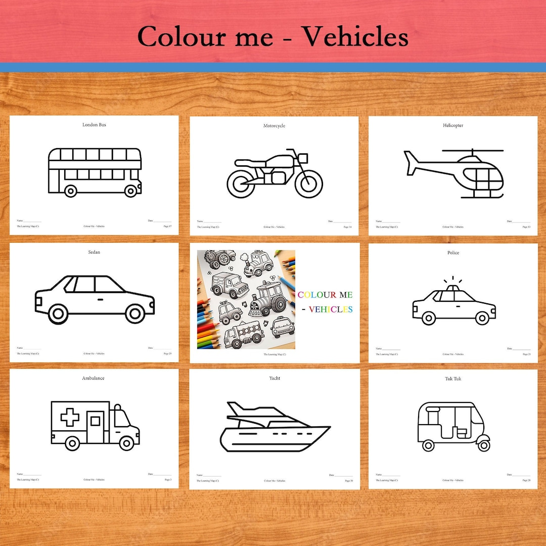 Printable Colouring Worksheet Vehicle Colouring Preschool Kindergarten ...