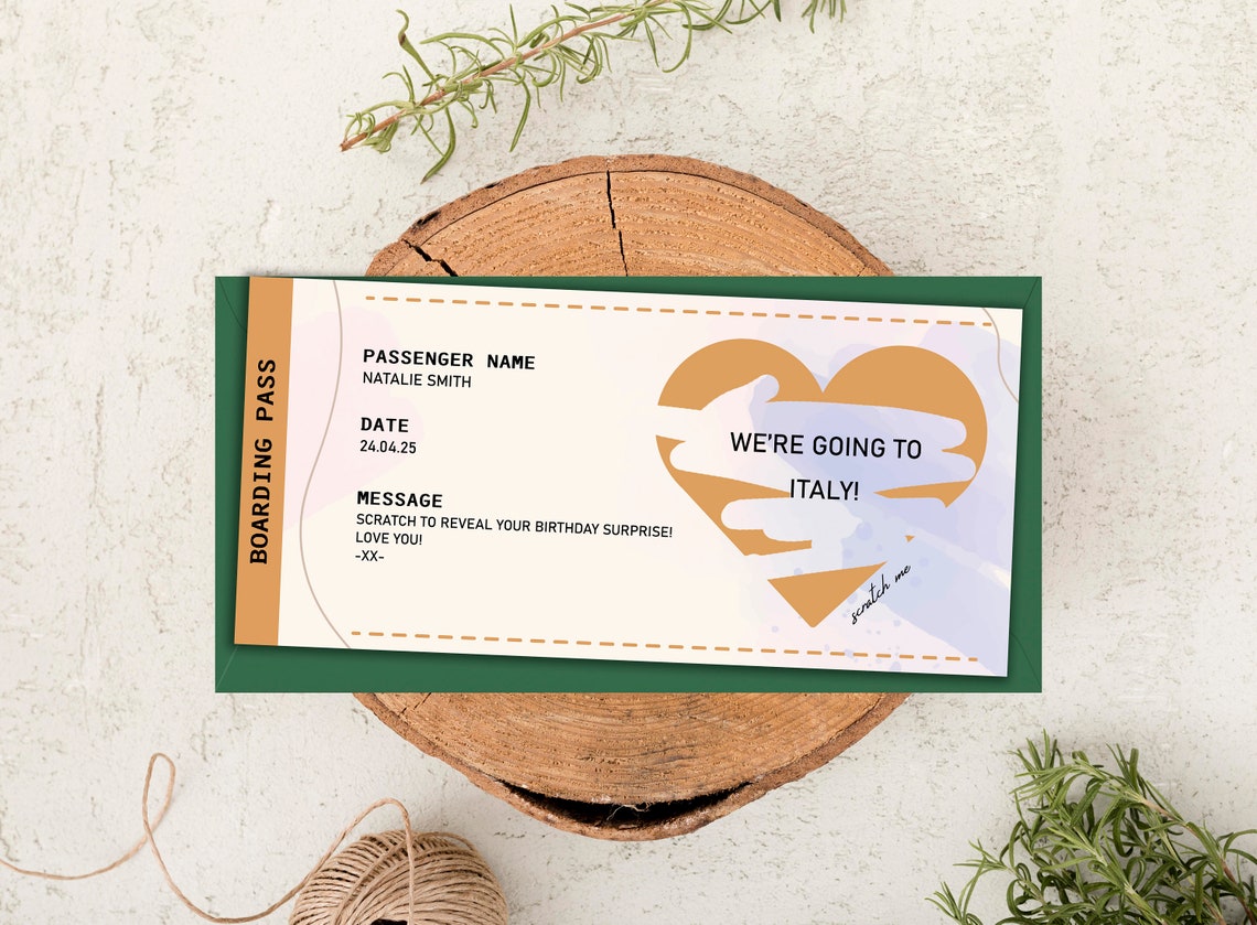 Scratch Reveal Boarding Pass, Personalised Fake Boarding Pass for ...