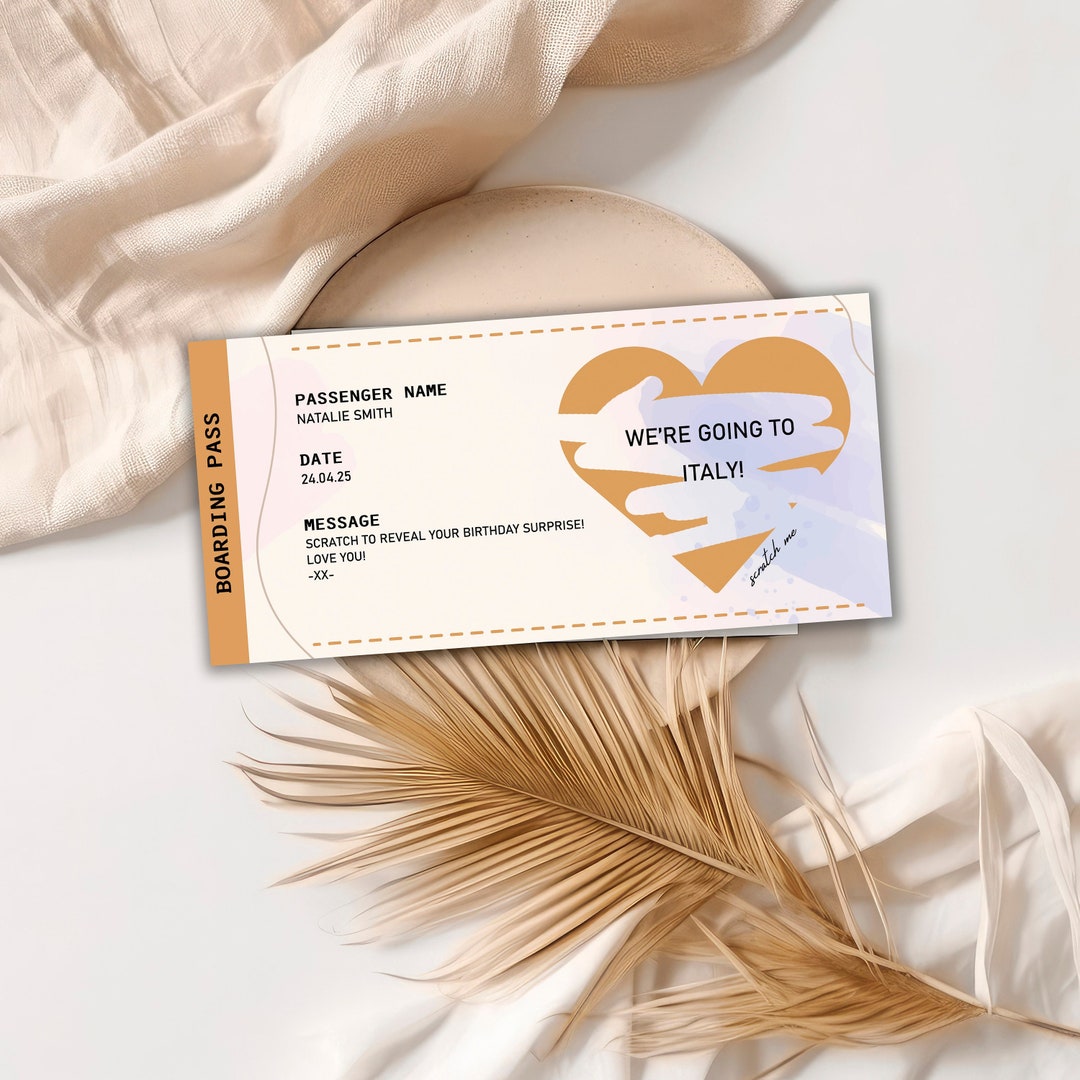 Scratch Reveal Boarding Pass, Personalised Fake Boarding Pass for ...