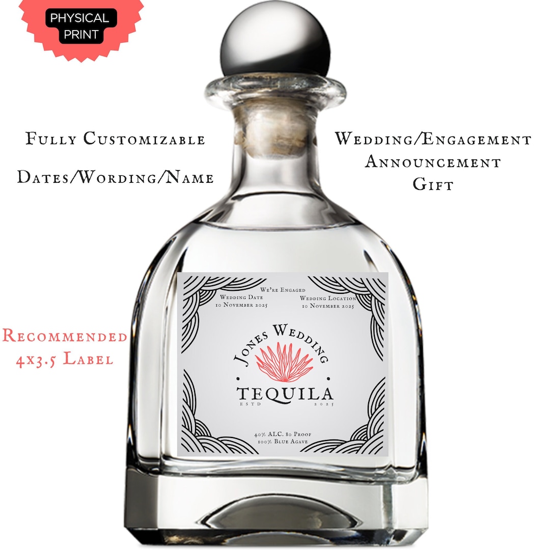 Custom Tequila Engagement Gift Custom Tequila Label Photo Tequila Label ...