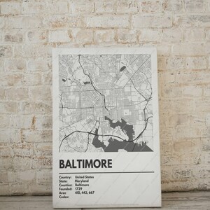 Baltimore City Map Print - Modern Contemporary Poster in Multiple Sizes ...
