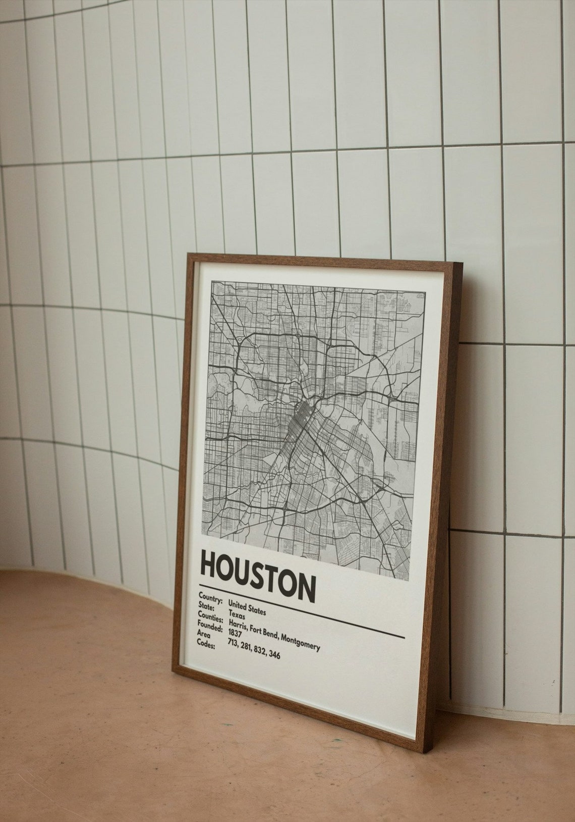 Houston Map Print - Modern Contemporary Poster in Multiple Sizes. City ...