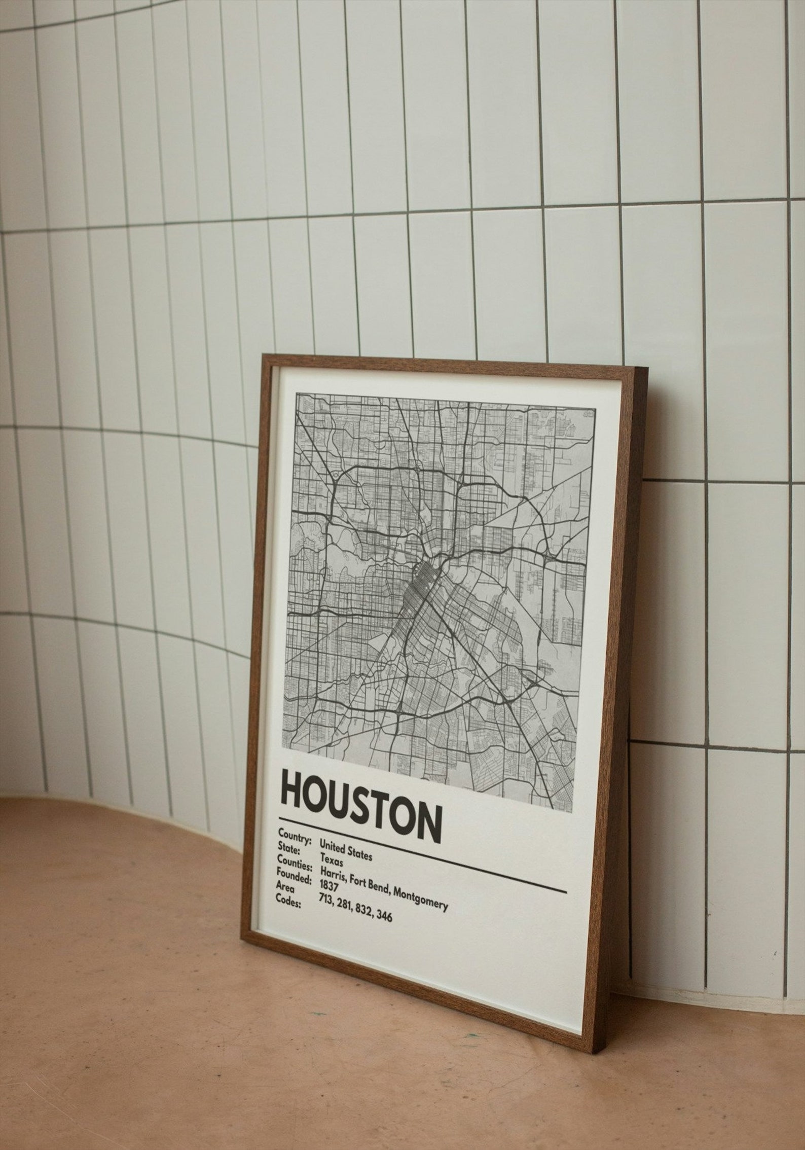Houston Map Print - Modern Contemporary Poster in Multiple Sizes. City ...