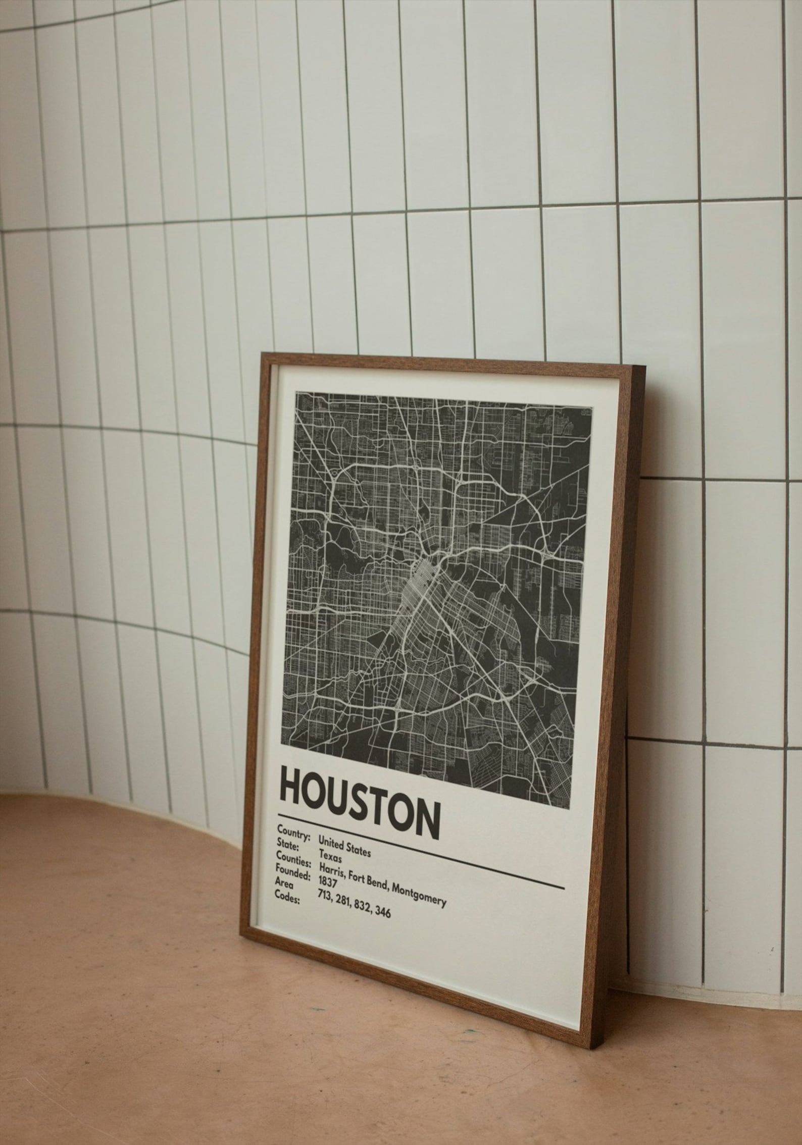 Houston Map Print - Modern Contemporary Poster in Multiple Sizes. City ...