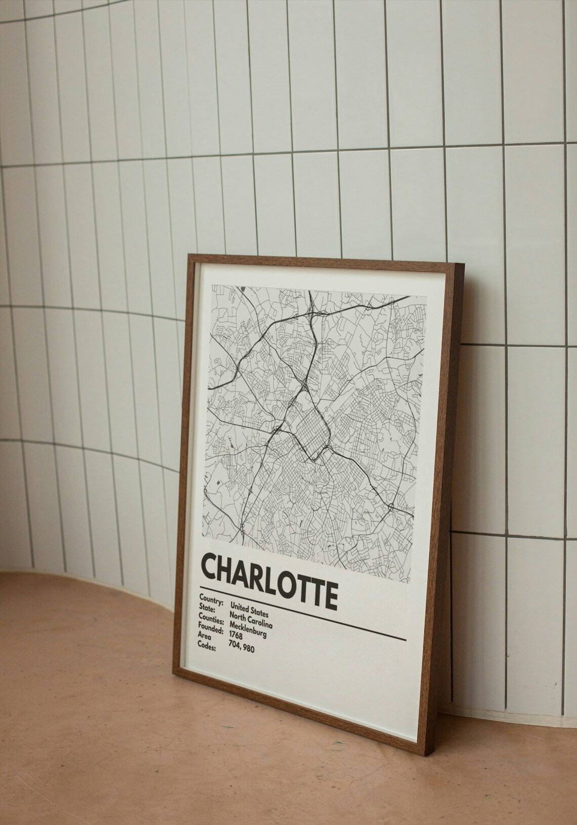 Charlotte City Map Print - Modern Contemporary Poster in Multiple Sizes ...