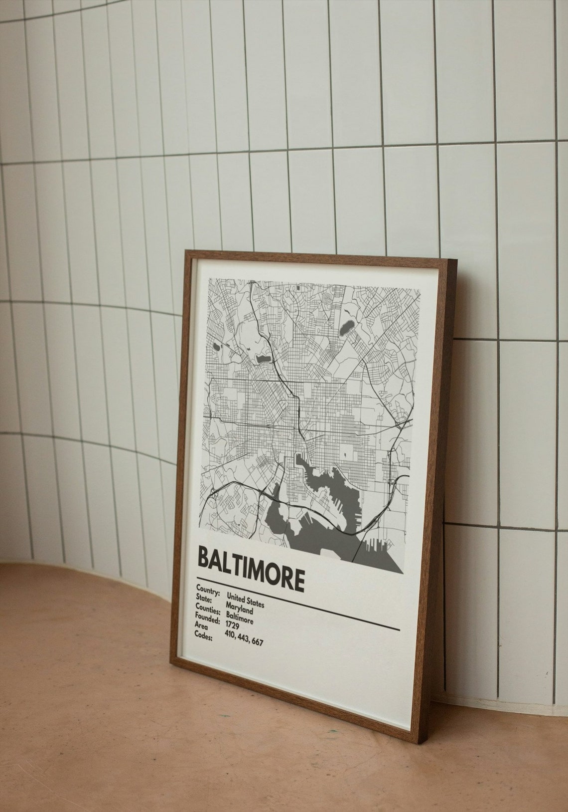 Baltimore City Map Print - Modern Contemporary Poster in Multiple Sizes ...