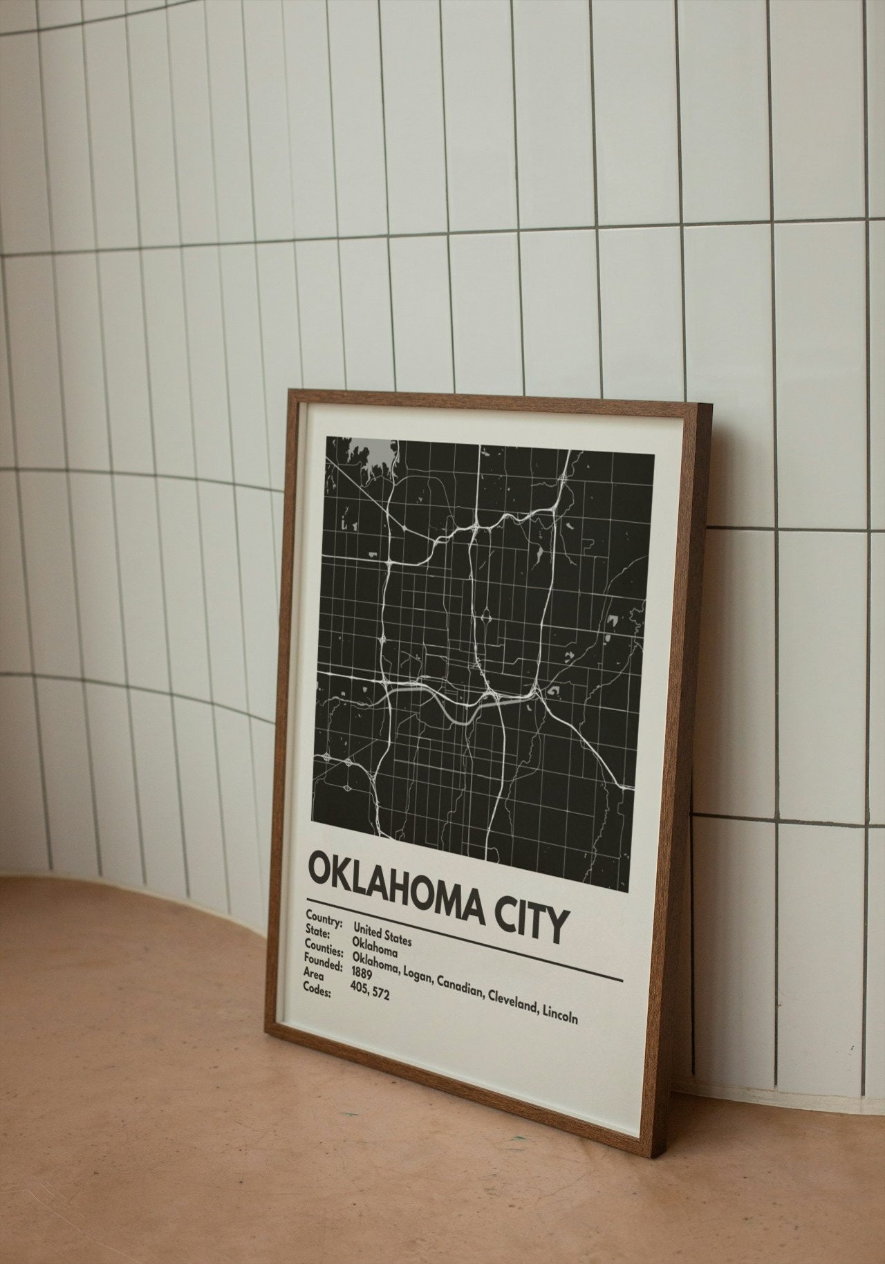 Oklahoma City Map Print - Modern Contemporary Poster in Multiple Sizes ...
