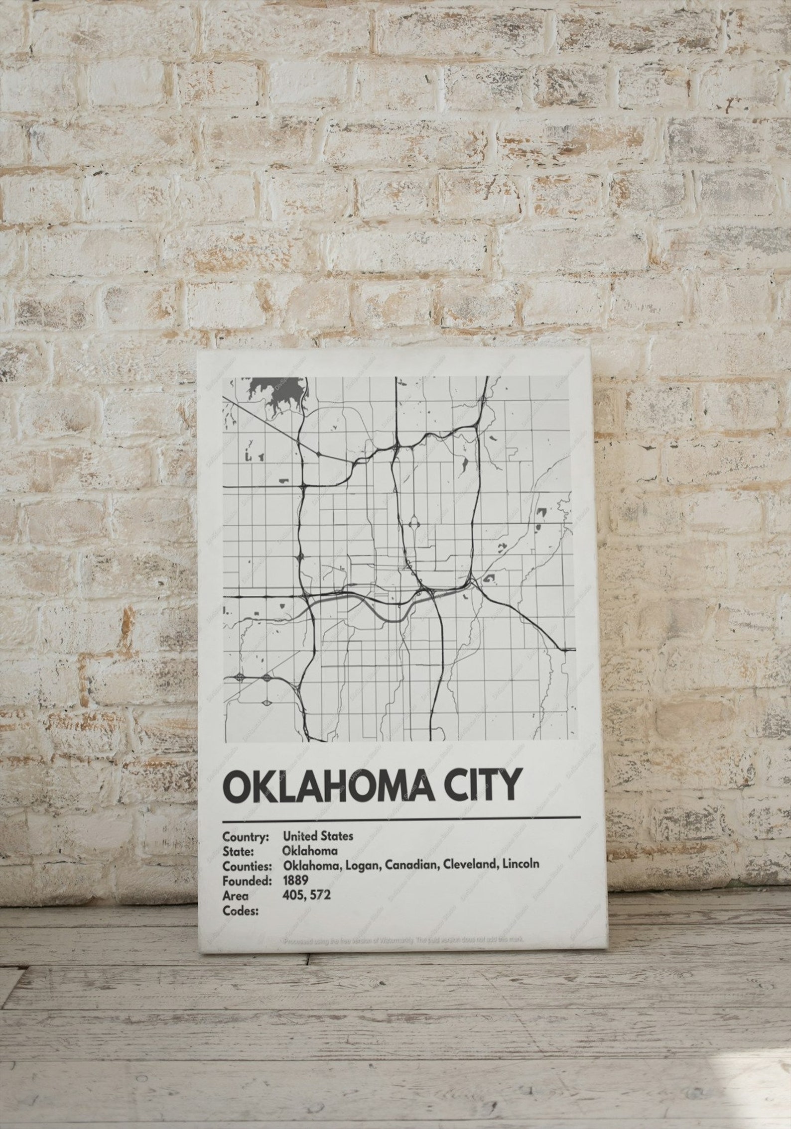 Oklahoma City Map Print - Modern Contemporary Poster in Multiple Sizes ...
