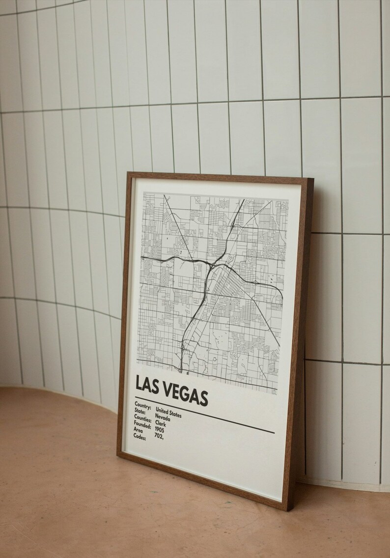 Las Vegas Map Print - Modern Contemporary Poster in Multiple Sizes ...