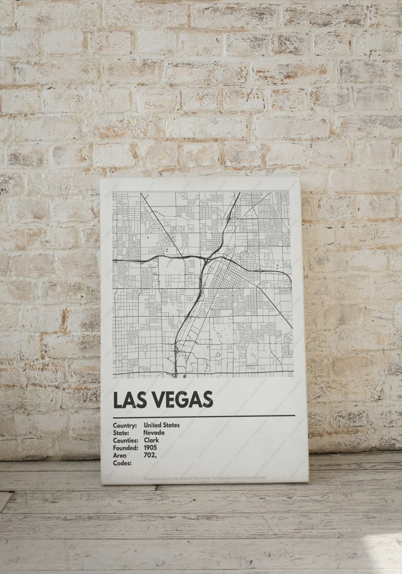 Las Vegas Map Print - Modern Contemporary Poster in Multiple Sizes ...