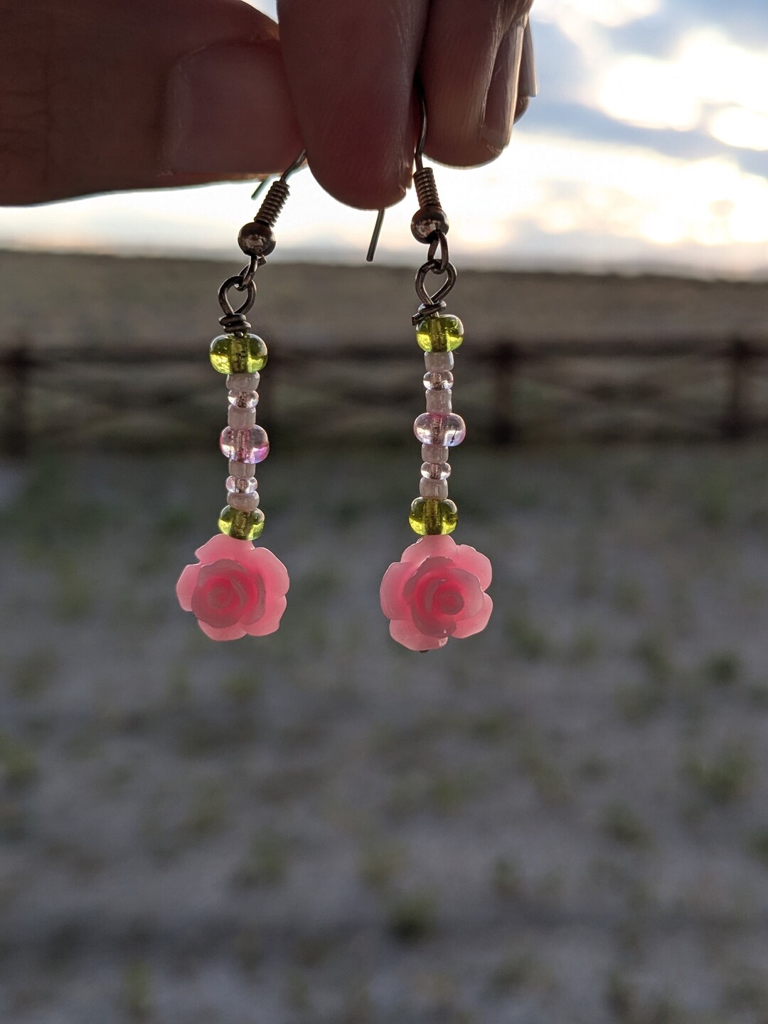 Enchanted Rose Dangle Earrings - Etsy