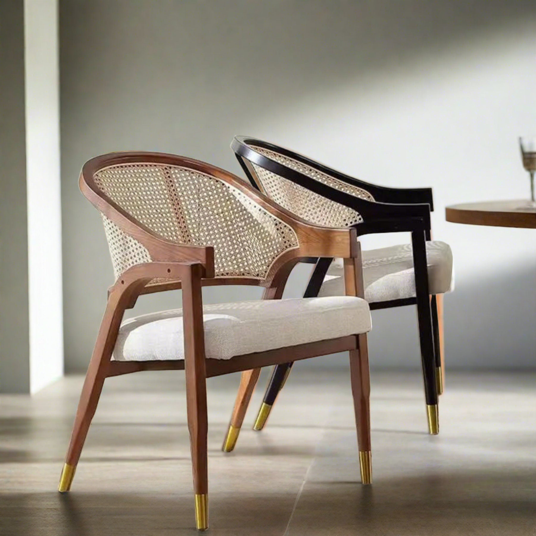 Cavoli Nordic Rattan & Wood Dining Chair - Etsy