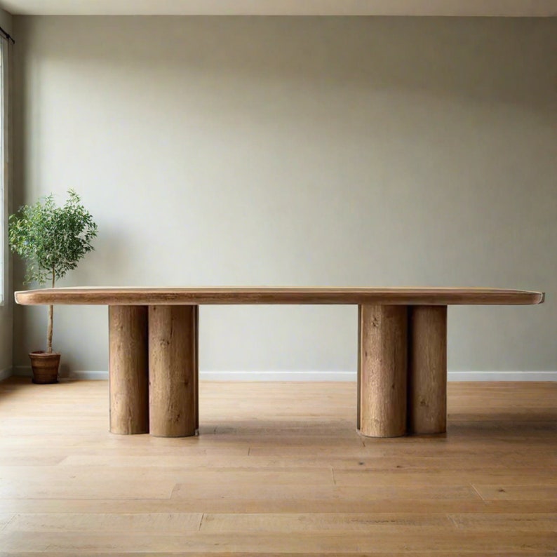 Monsanto Rounded Corner Rectangular Shape Wood Dining Table - Etsy