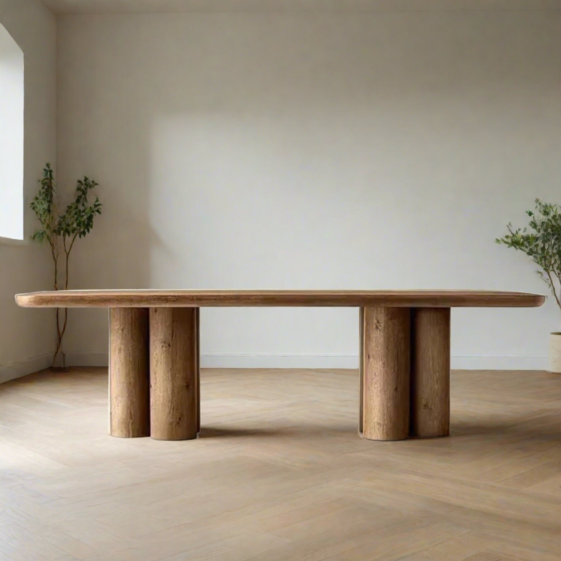 Monsanto Rounded Corner Rectangular Shape Wood Dining Table - Etsy