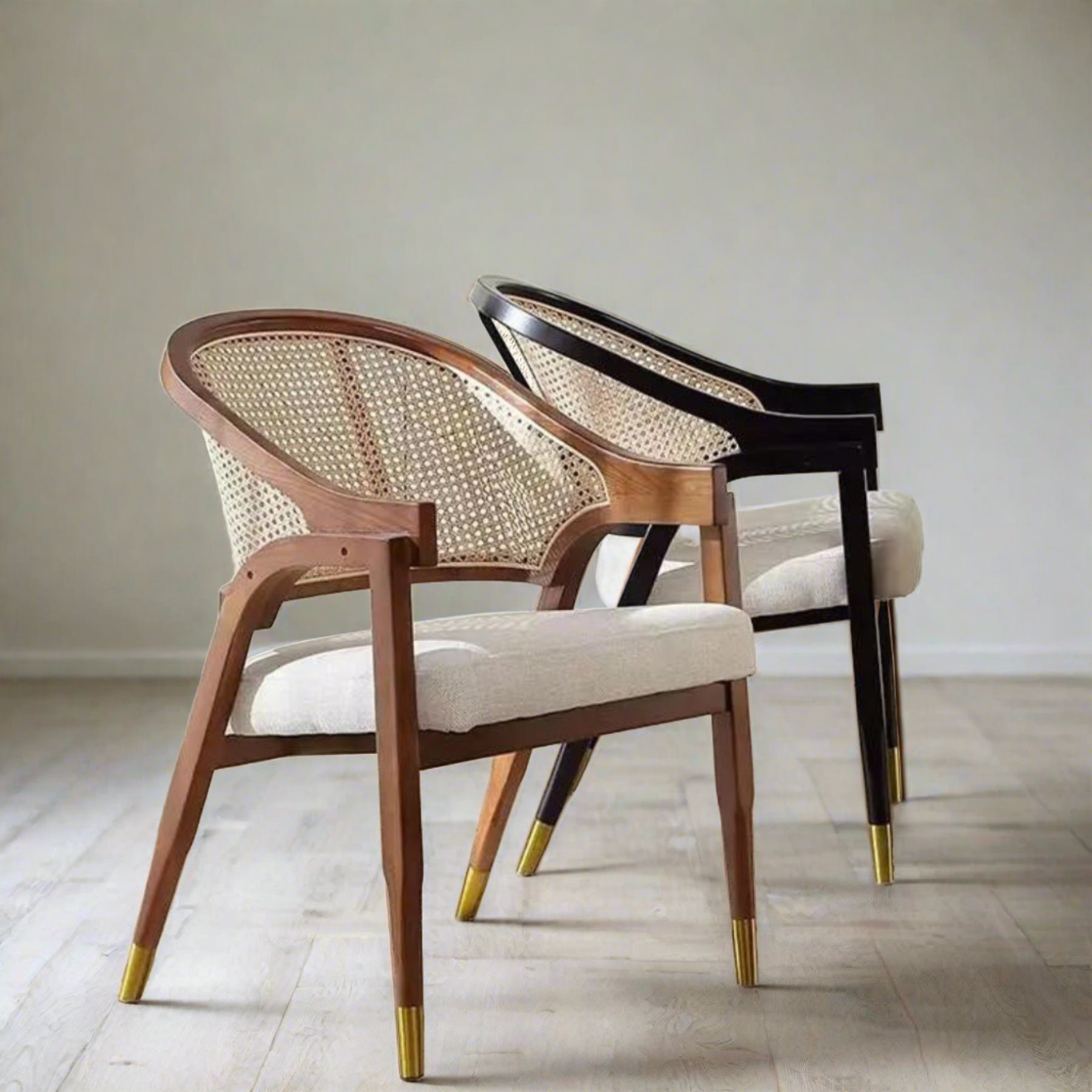 Cavoli Nordic Rattan & Wood Dining Chair - Etsy