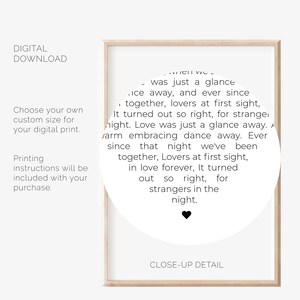 Custom Love Song Lyrics Print | Personalised Wall Art Anniversary Music ...
