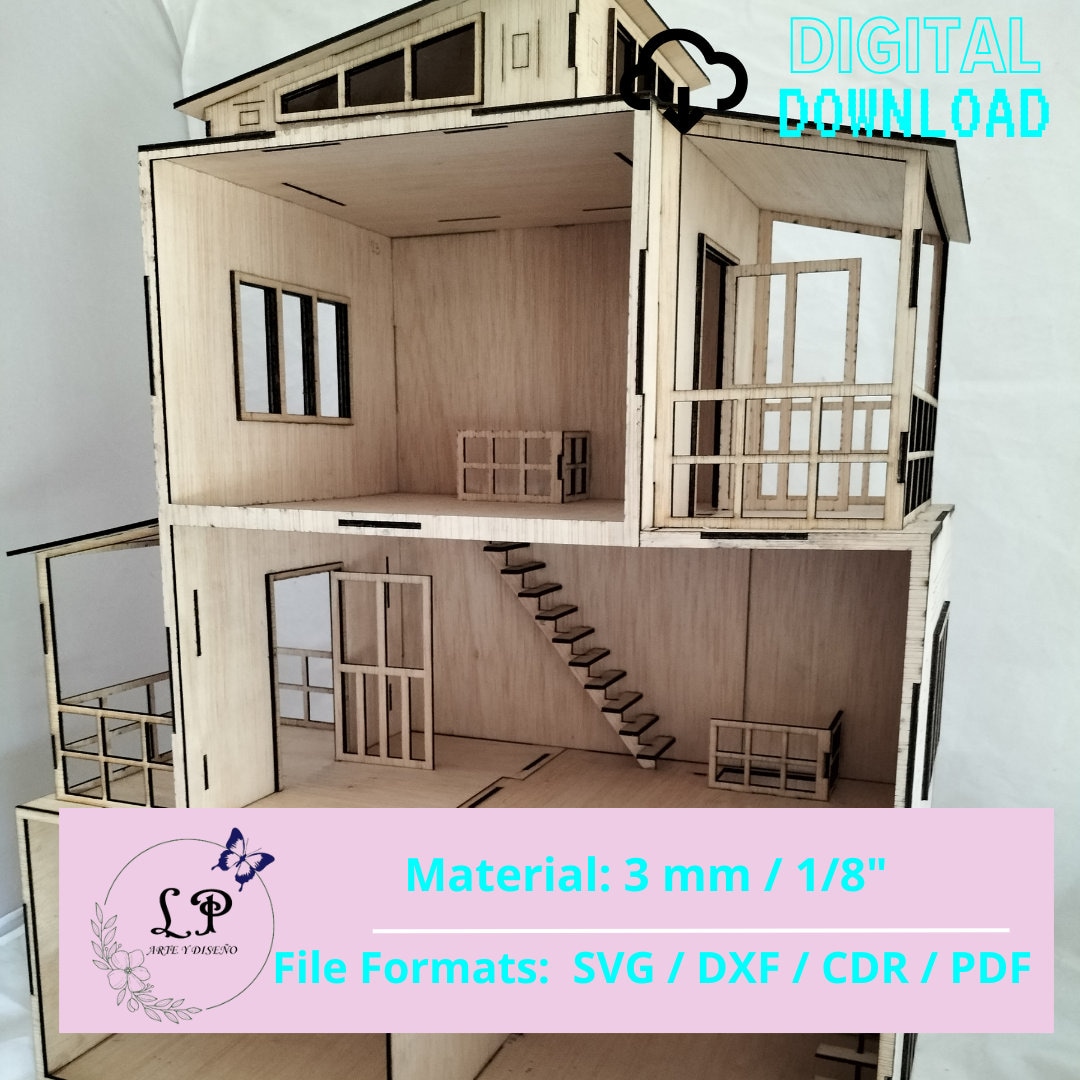 SVG - Dxf - Cdr Files Modern Dollhouse - Etsy UK