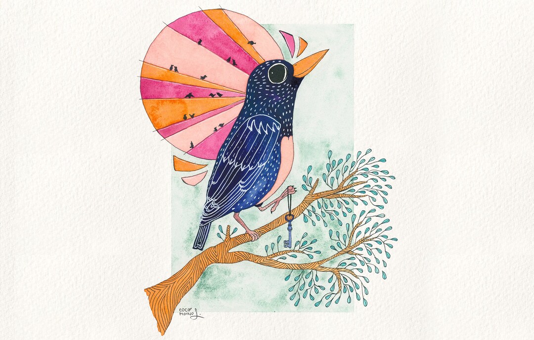 Starling Bird Art Print: Whimsical Ornithology Wall Decor - Etsy