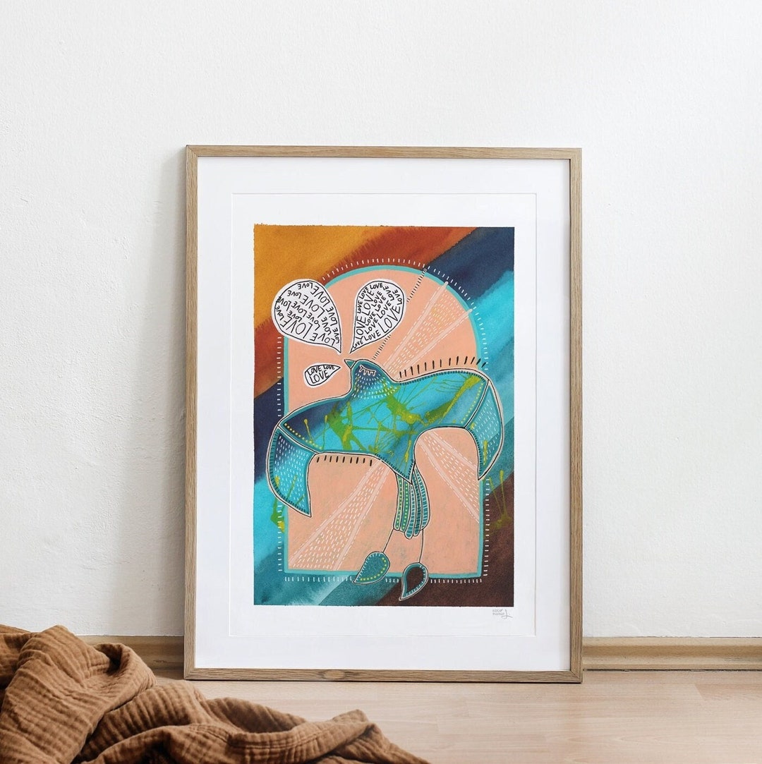 Neurodiversity Art Print: Love Bird Illustration, ADHD Autistic Gift - Etsy