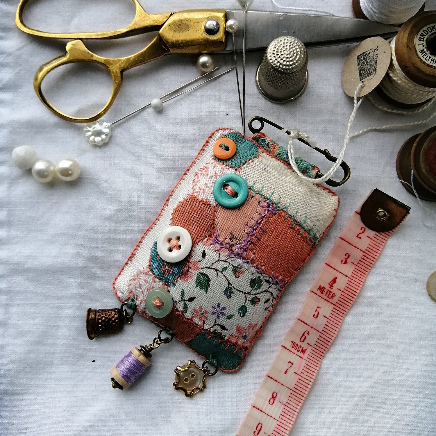 Hand Sewn Patchwork Statement Brooch - Etsy