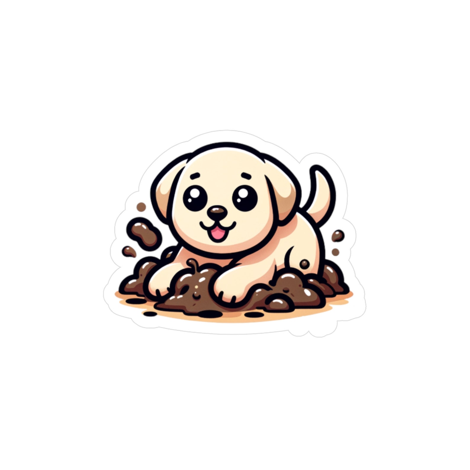 Labrador Sticker, Labrador Playing in Mud, Water Bottle Sticker ...