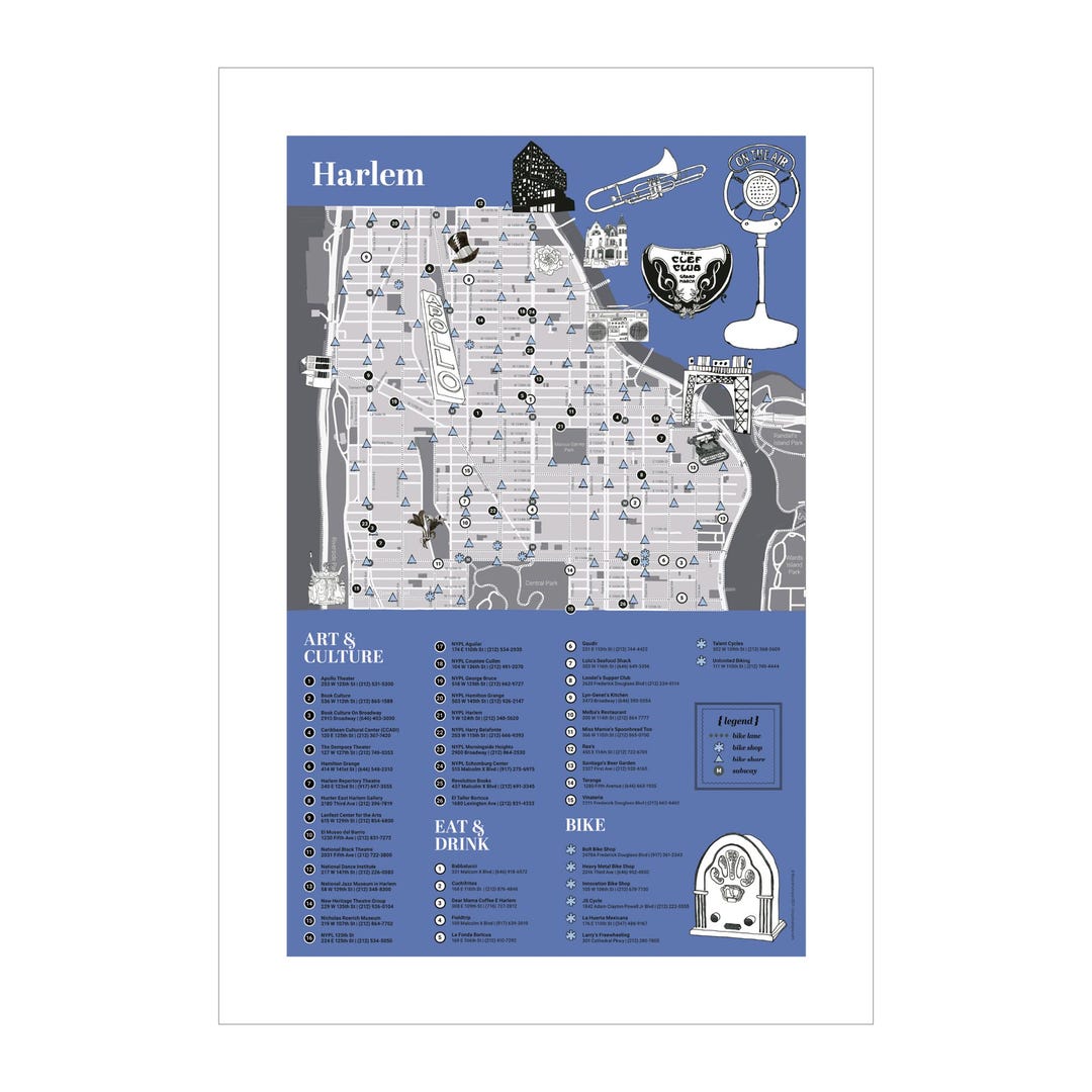 Art Print Harlem Map - Etsy