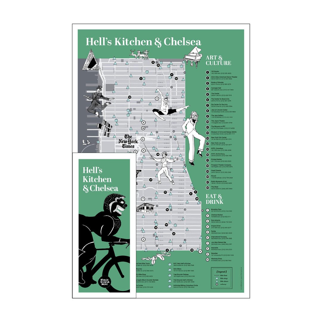 NYC Souvenir - NYC Foldable Bike Map, Neighborhood Guide – Hell’s ...