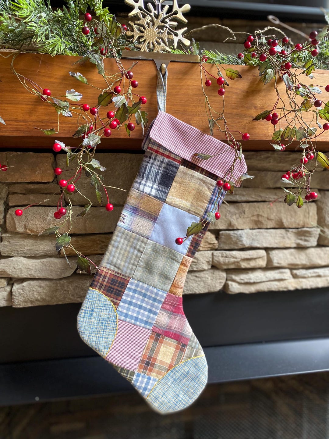 Christmas Stocking/homespun Christmas Stocking/country Christmas ...