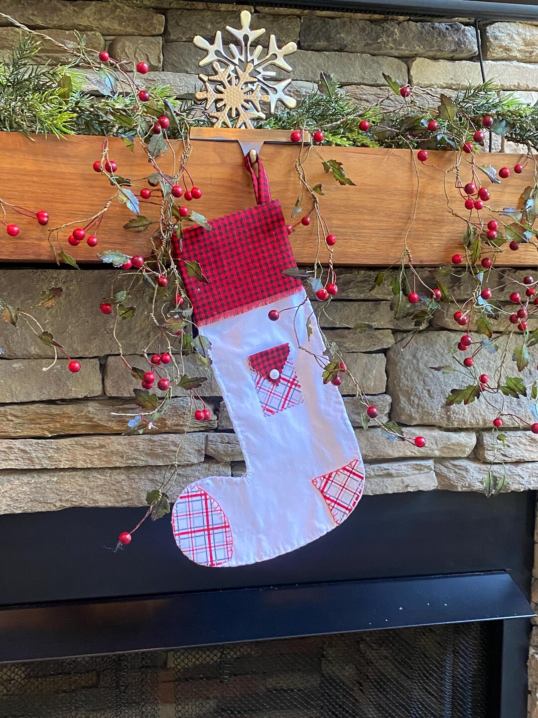 Christmas Stocking/red and White Stocking/ Christmas Decor/holiday ...