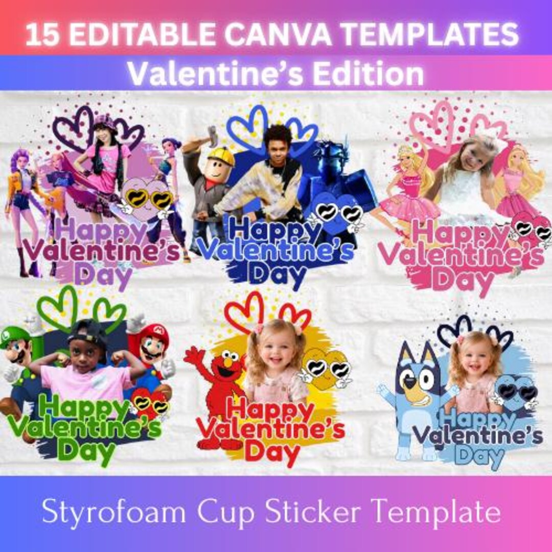 Editable Styrofoam Cup Sticker Template | Canva Template | Valentine's ...