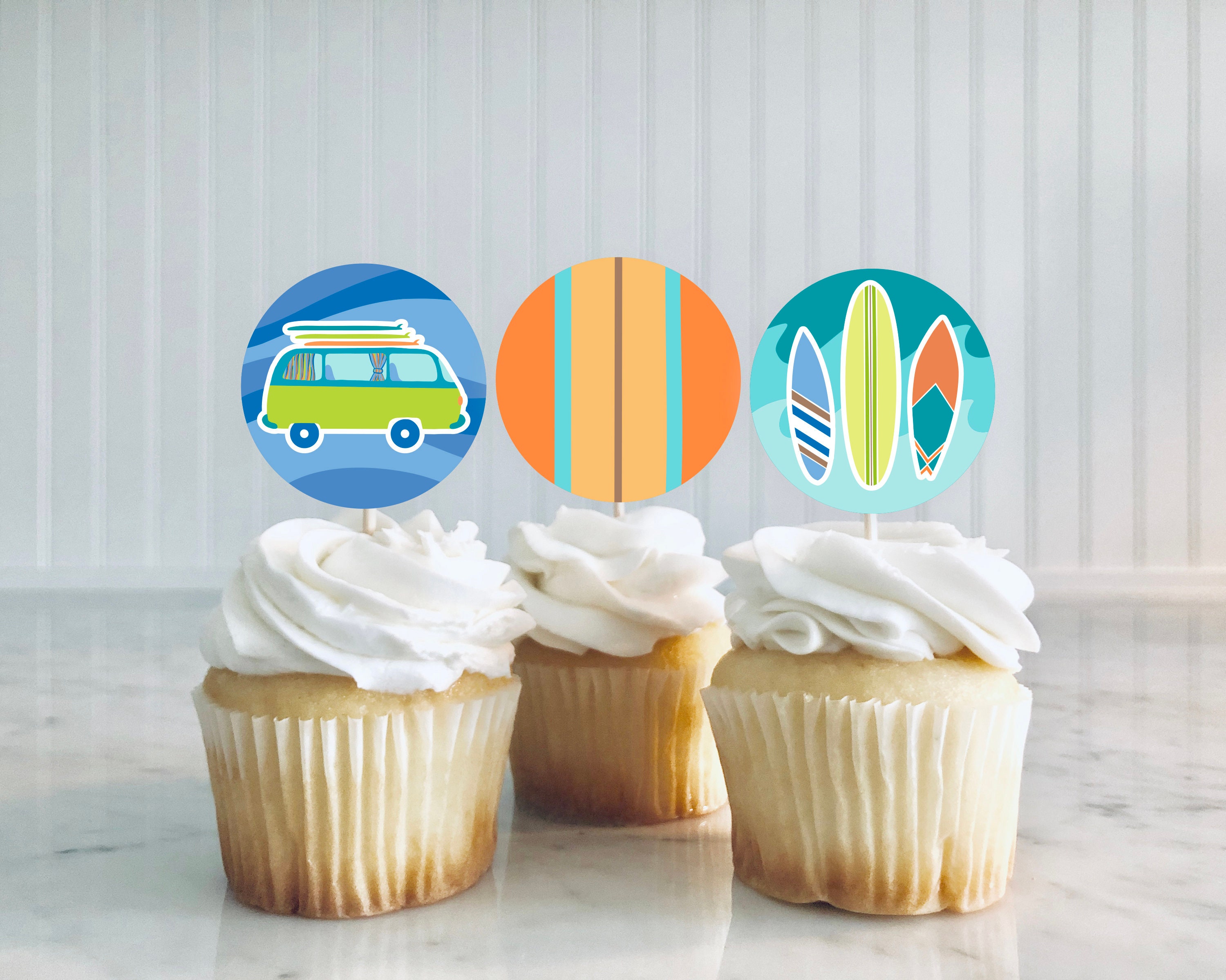 Surf's up Dude! Cupcake Topper Set | Digital Download - Etsy