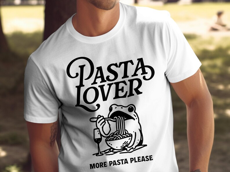 Pasta Lover Frog T-shirt, Cute Cartoon Frog Eating Spaghetti, Funny Foodie Tee, Perfect Gift for ...