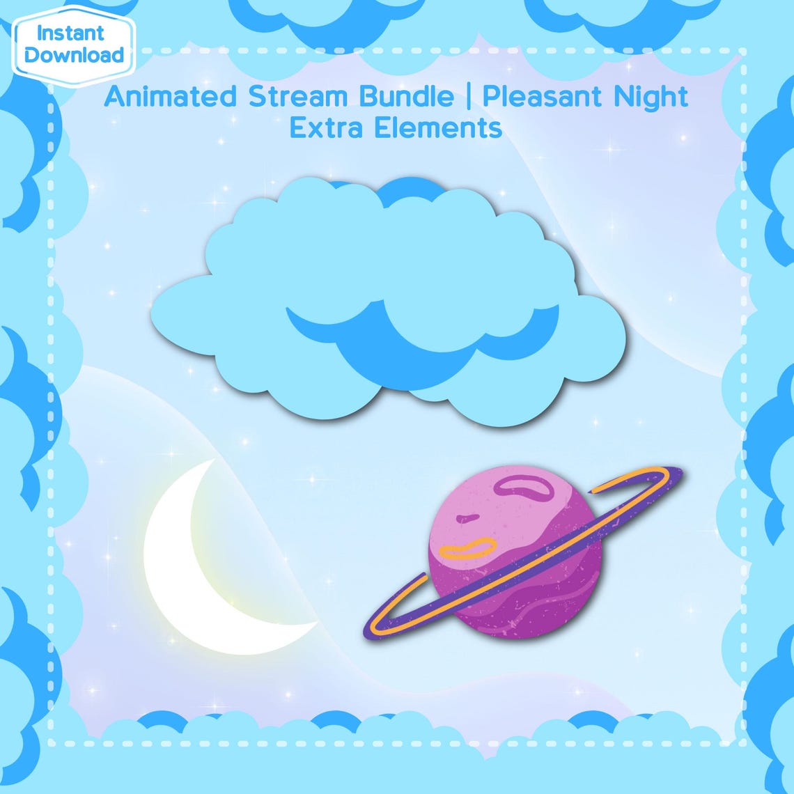 Twitch Overlays Animated Stream Bundle Pleasant Night Stream Overlay ...