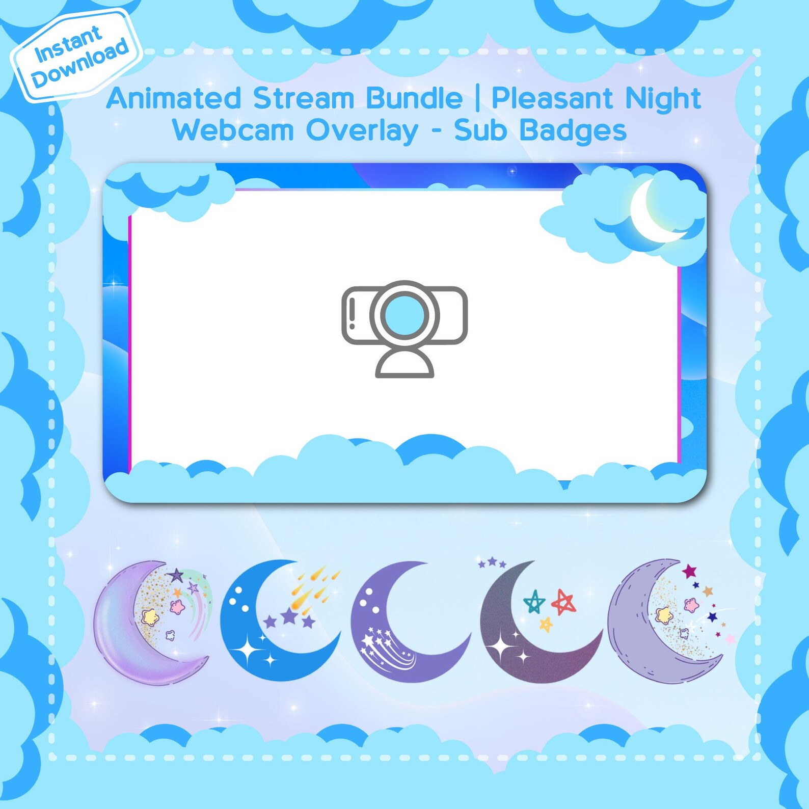 Twitch Overlays Animated Stream Bundle Pleasant Night Stream Overlay ...