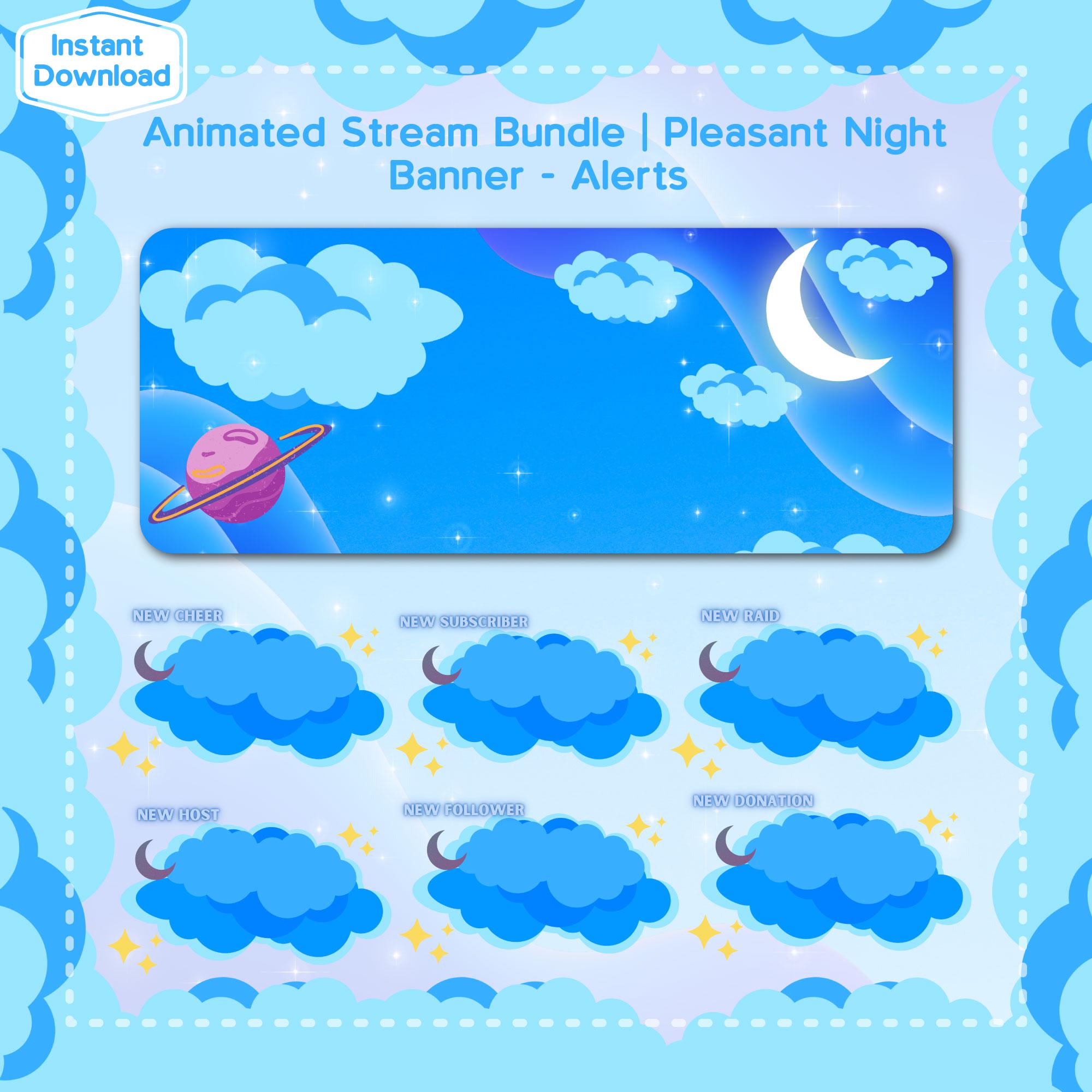 Twitch Overlays Animated Stream Bundle Pleasant Night Stream Overlay ...