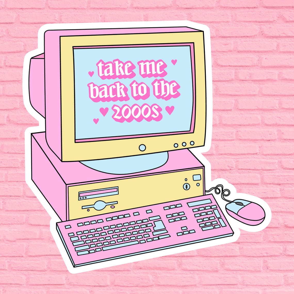 Y2K Pink Computer Sticker: 2000s Nostalgia, Waterproof Vinyl (3 Inch ...