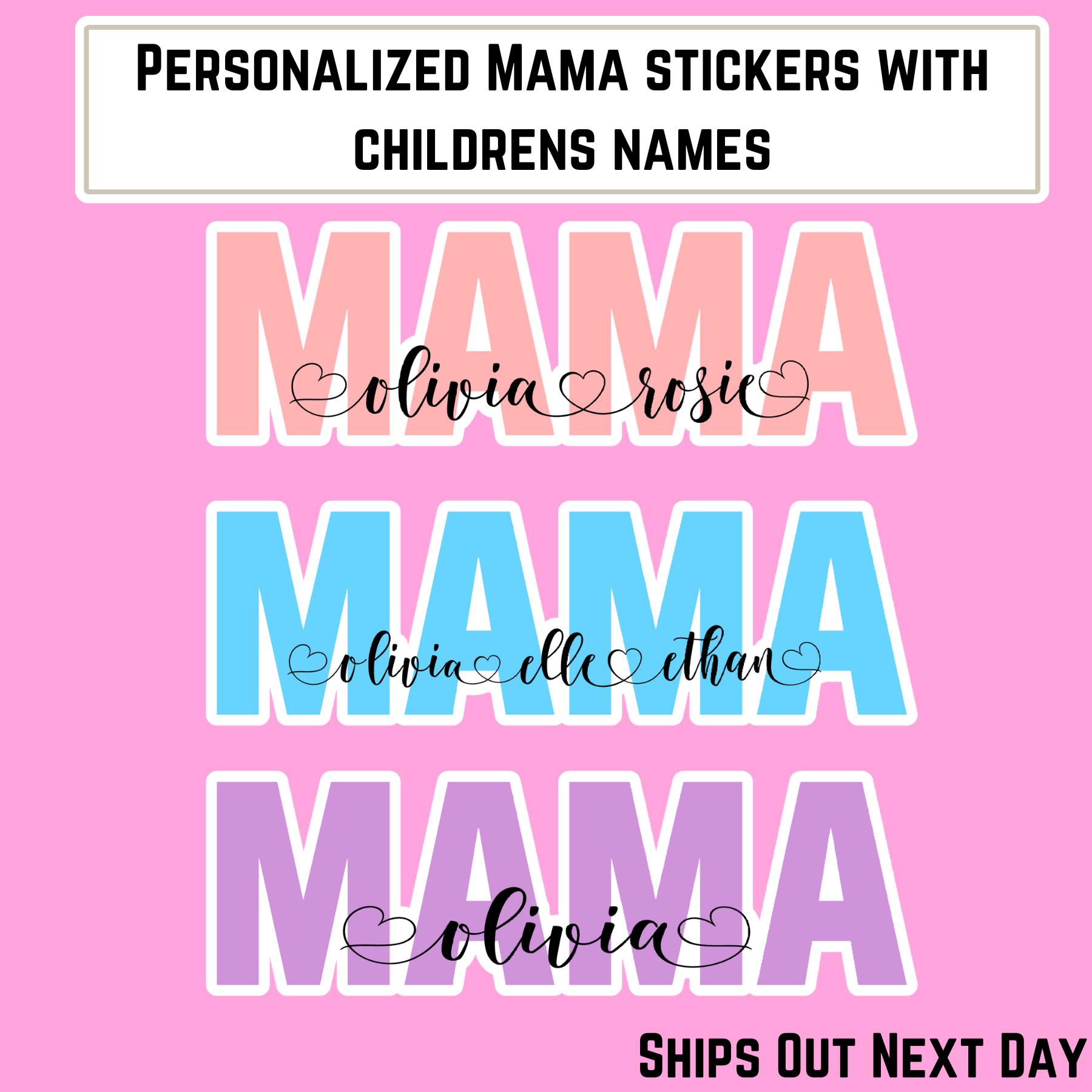 Personalized Mama and Child Name in Calligraphy Waterproof Vinyl ...