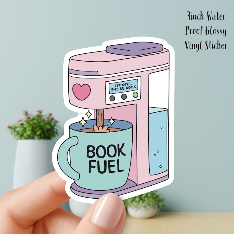 Book Fuel Coffee Maker. Vinyl Sticker - Etsy