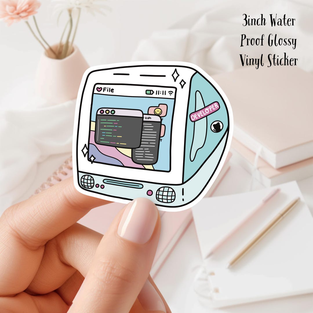 Y2K Desktop Computer 3inch Glossy Water Proof Vinyl Sticker Great for ...