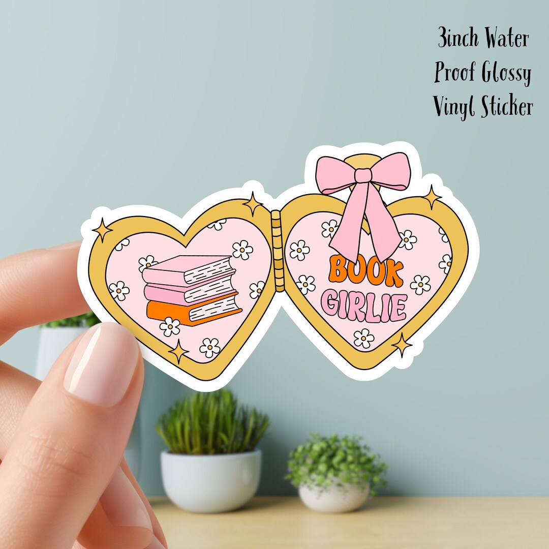 Book Girlie Locket: Vinyl Sticker, Bookish - Etsy