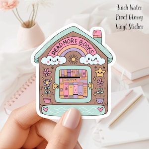 Read More Books Bookish House 3inch Glossy Water Proof Vinyl Sticker - Etsy
