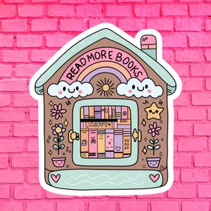 Read More Books Bookish House 3inch Glossy Water Proof Vinyl Sticker - Etsy