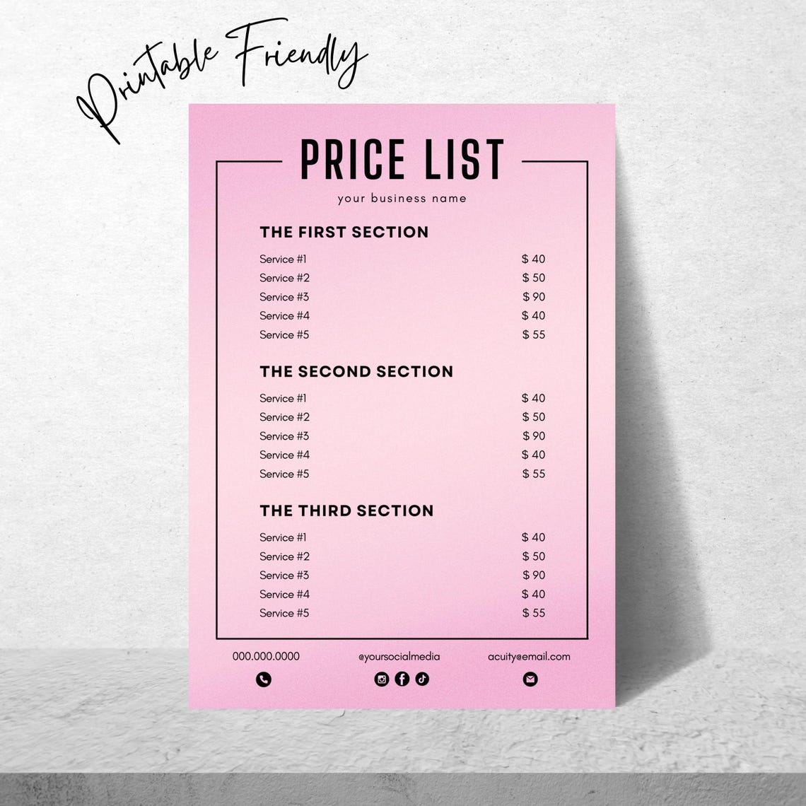 DIY Price List, Printable Price List Hair, Beauty Salon Pricing List ...