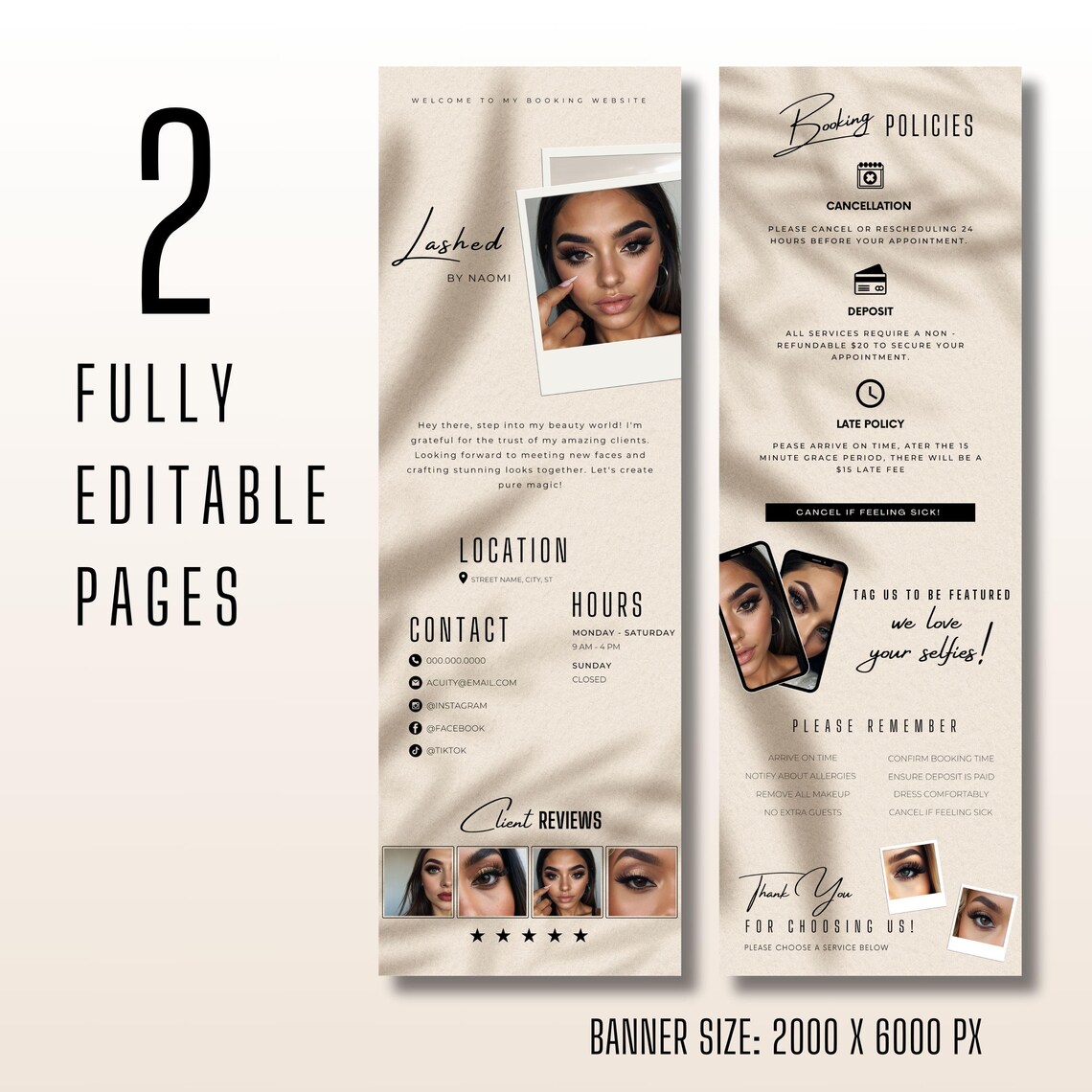 Boho Lash Tech Acuity Scheduling Template, Acuity Booking Template ...