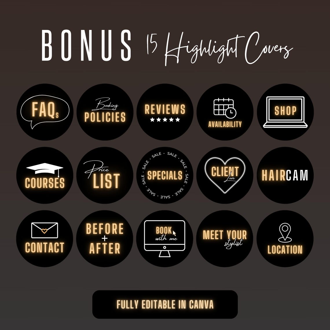 Black and Gold Acuity Scheduling Template Hair Stylist, Editable Acuity ...