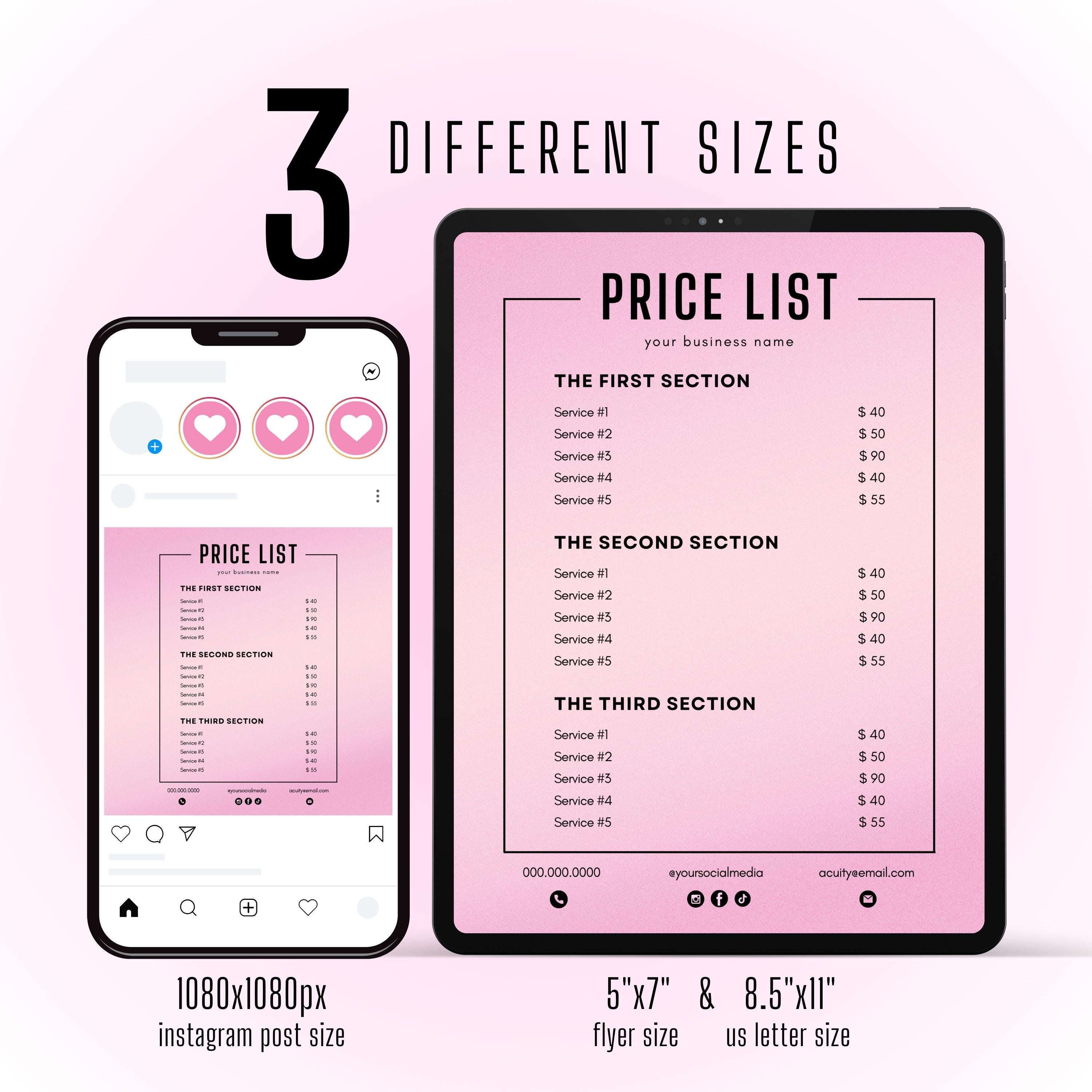DIY Price List, Printable Price List Hair, Beauty Salon Pricing List ...