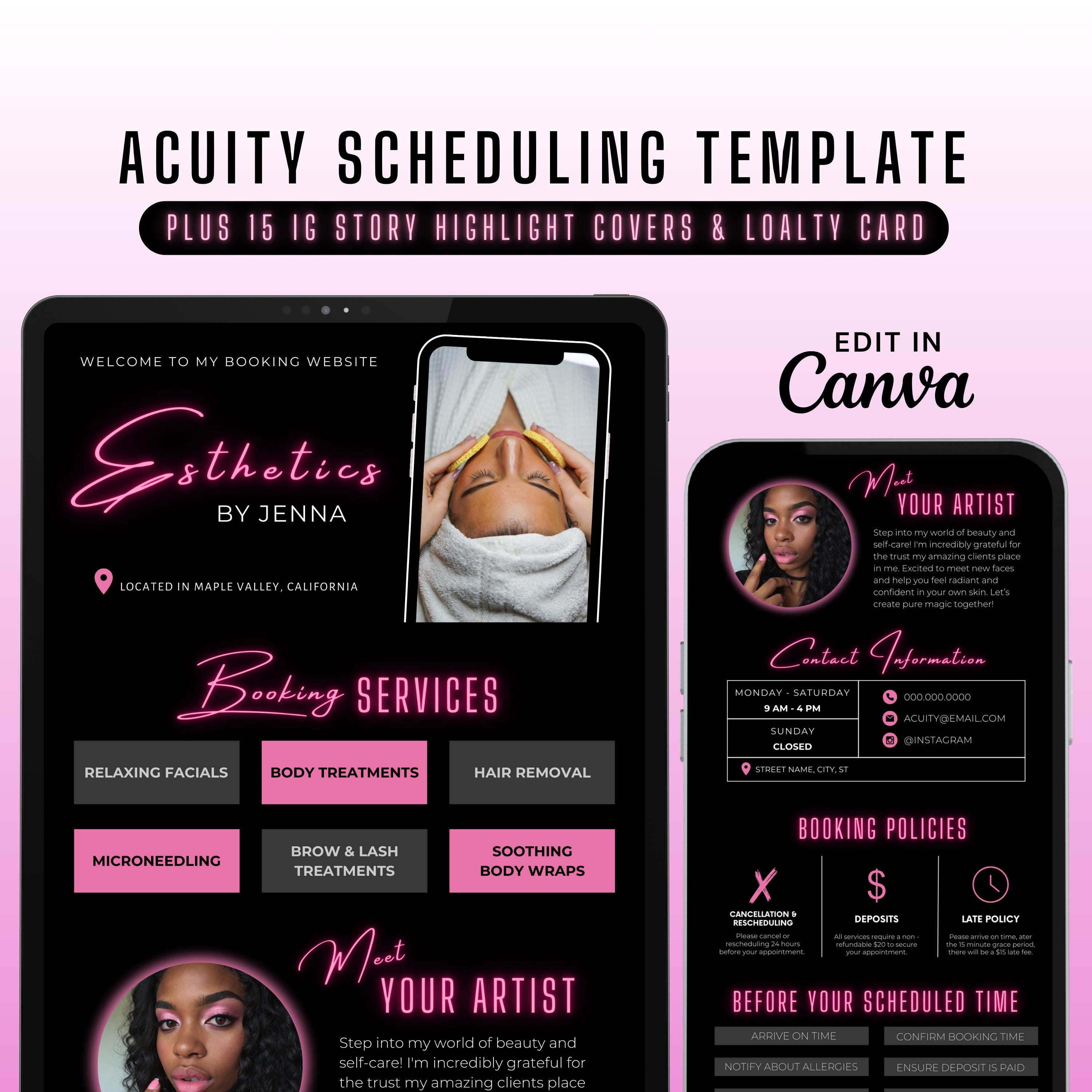 Esthetician Acuity Scheduling Template, Custom Esthetician Booking ...