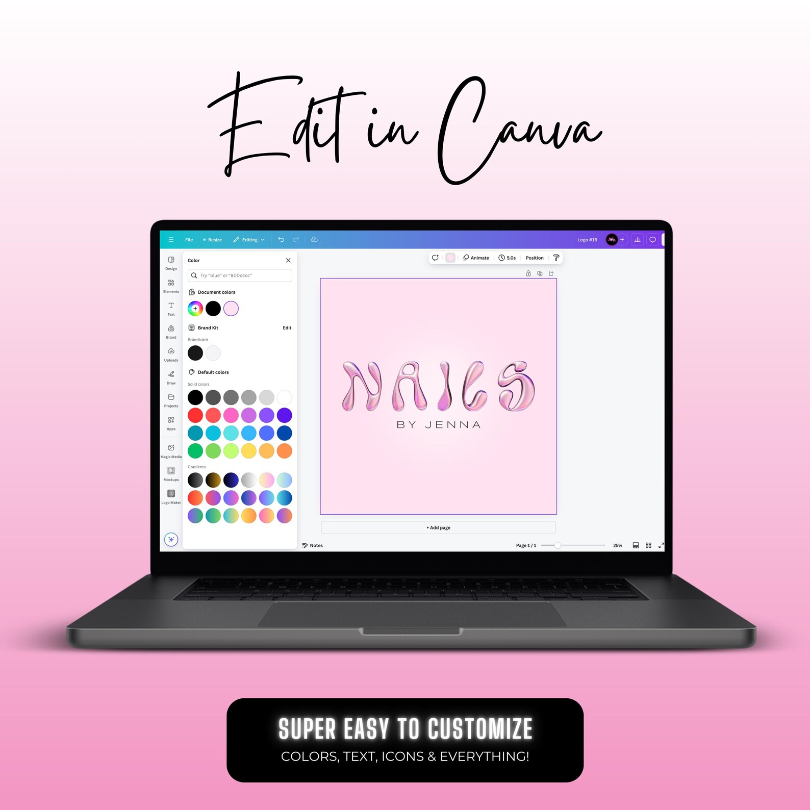 DIY Pink Nail Logo Designs, Pre Made Nail Tech Logo, Custom Nail Logo ...
