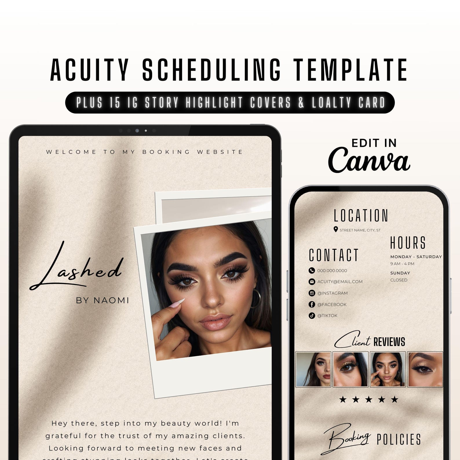 Boho Lash Tech Acuity Scheduling Template, Acuity Booking Template ...