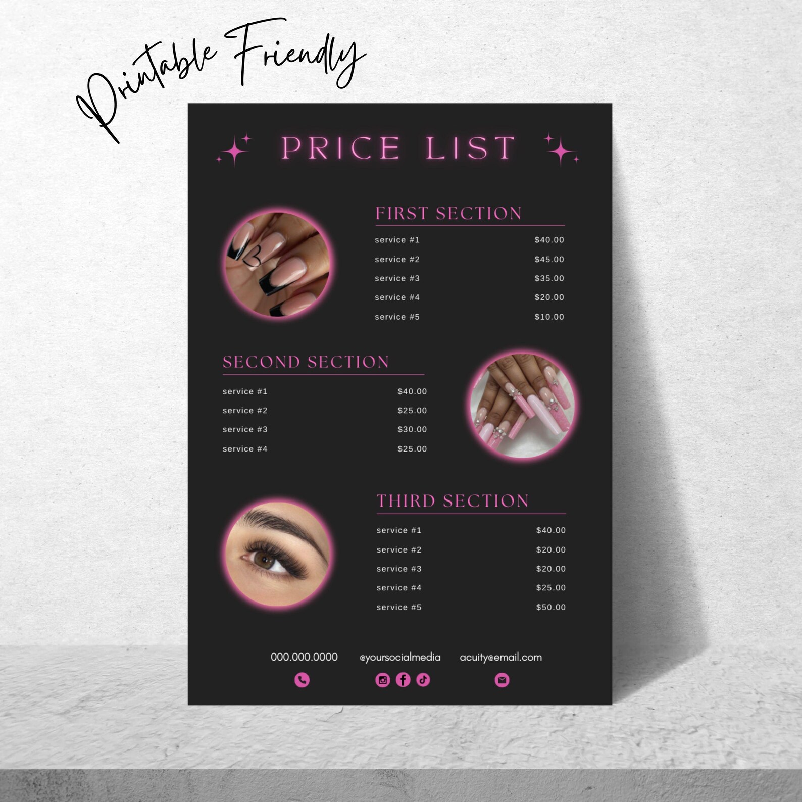 DIY Price List Template, Printable Price List Pink, Beauty Salon ...